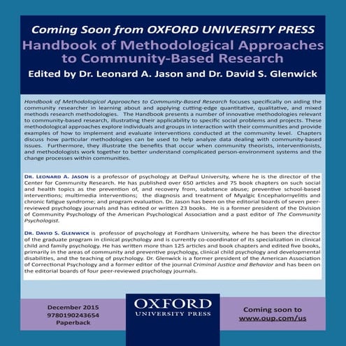 Handbook of Methodological Approaches to Community-Based Research | PDF