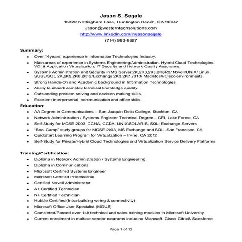 Jason segale resume | DOCX