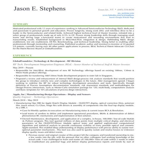 Jason E Stephens’ 2020 Resume/CV | PDF
