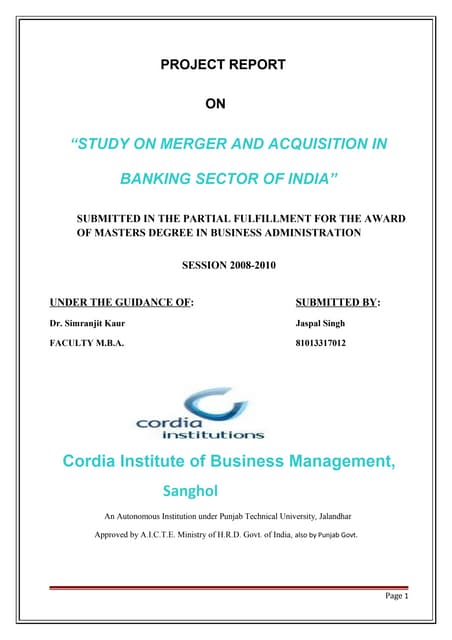 Merger of public sector banks in india | PPTX