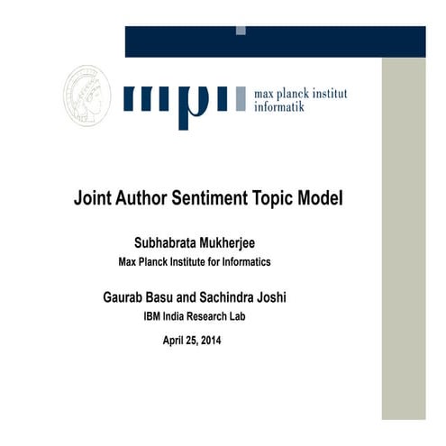 Joint Author Sentiment Topic Model | PDF | Science