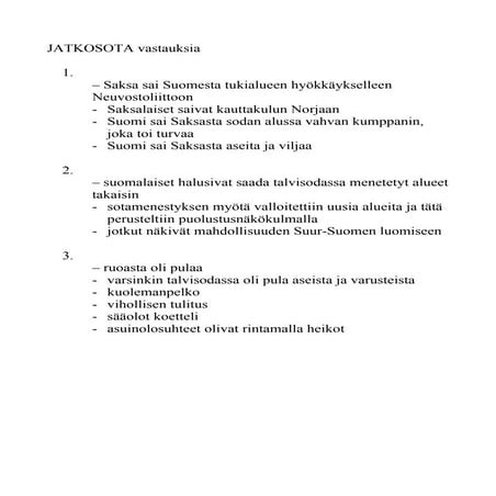 Jatkosota Vastauksia | DOC