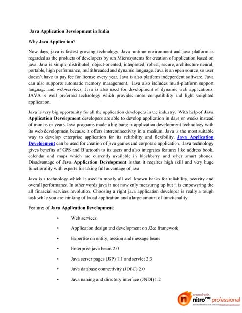 Java Application Development In India Pdf