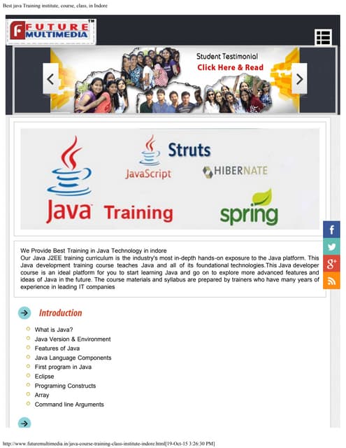 Java Training Institute Course Class Indore Pdf