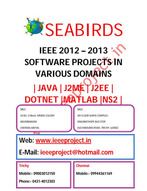 Java Datamining Ieee Projects 2012 Seabirds Chennai Mumbai Pune Nagpur Hyderabad Pdf