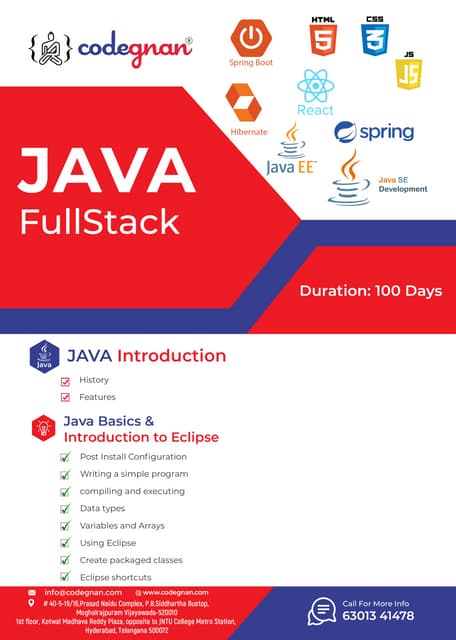 Codegnan Full Stack Java Development Training In Hyderabad Course