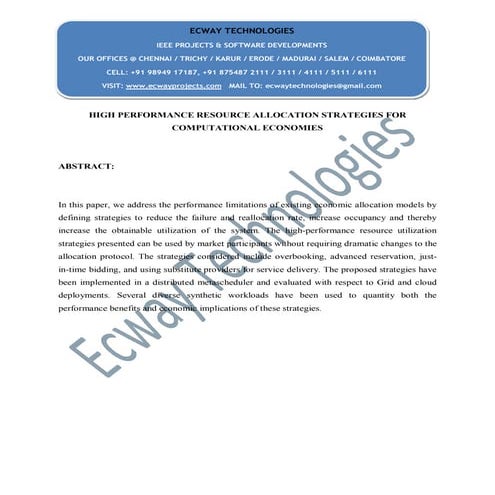 Java high performance resource allocation strategies for computational economies | PDF