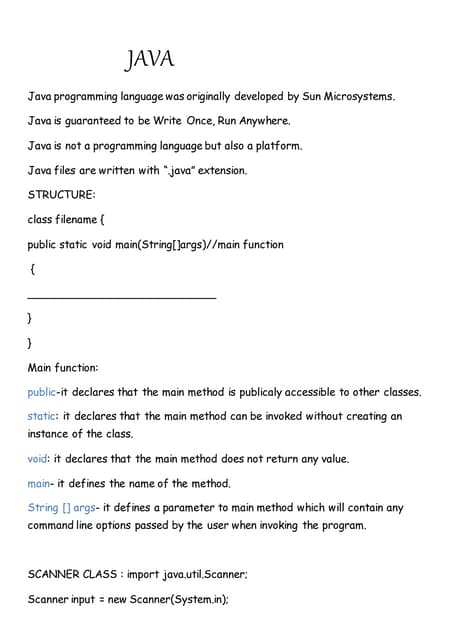 Java Notes Pdf