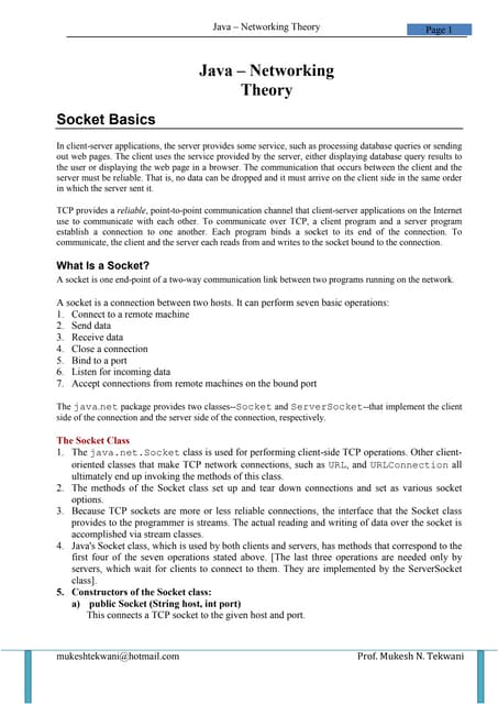Java Networking Programs Theory Pdf
