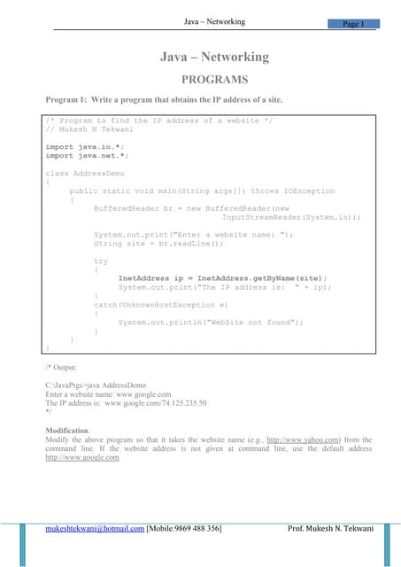 Networking In Java Ppt 5034