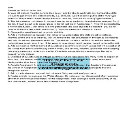 Java Amend The Linkedlist So That 1 Your List Classes Mustpdf 