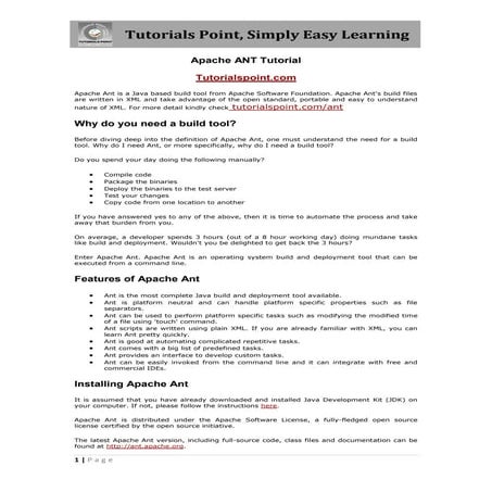Java Ant Tutorial Pdf
