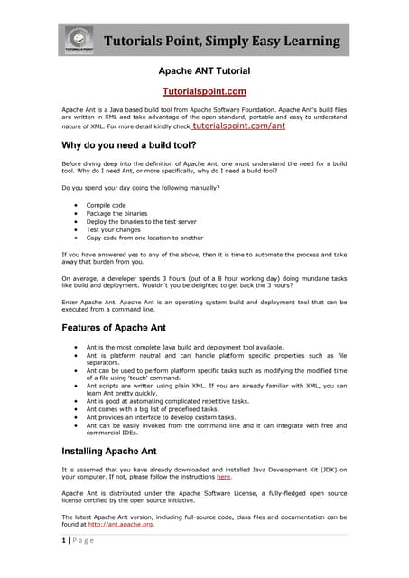 Java Ant Tutorial Pdf