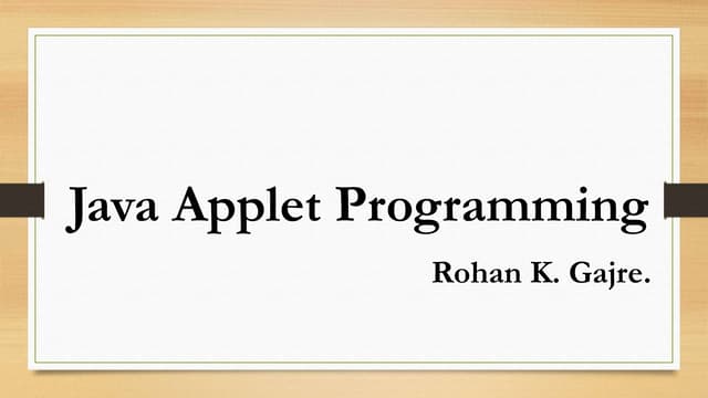 Java Applet Pptx Programming Languages Computing
