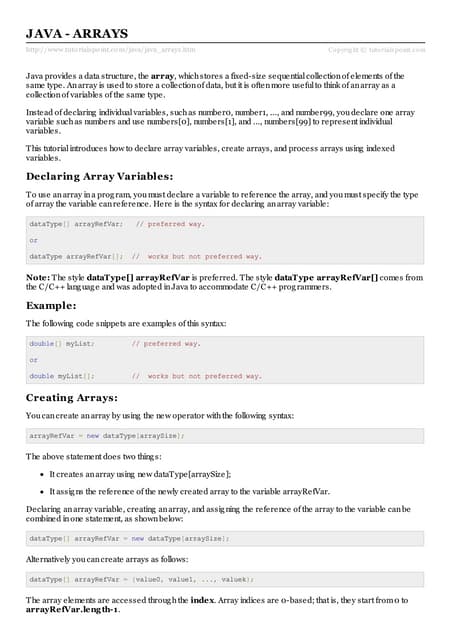 Arrays in Java