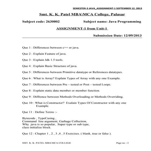 Java Assignment Question Doc Programming Languages Computing