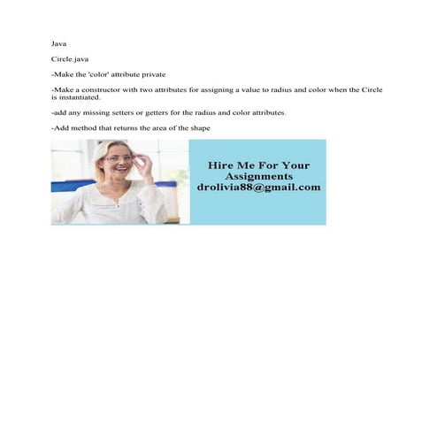 Java Circle Java Make The Color Attribute Private Make A Constrpdf