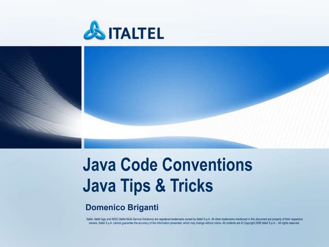 Java codestyle & tipstricks | PPT Java codestyle & tipstricks | PPT