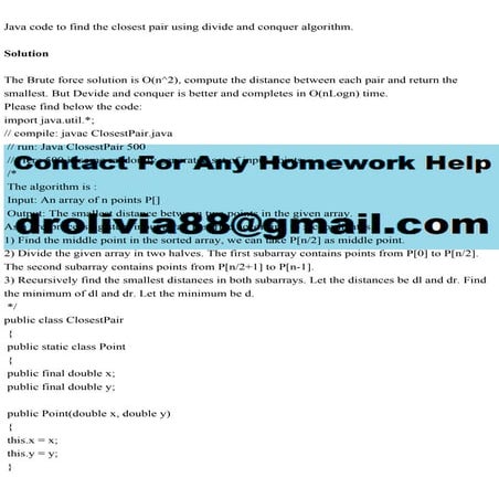 Java code to find the closest pair using divide and conquer algorith.pdf