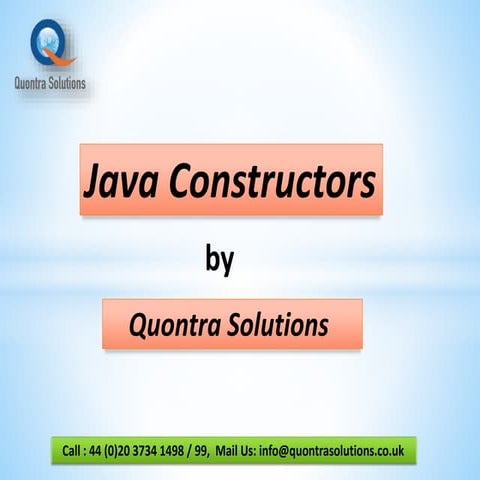 Java Constructors With Examples Quontra Solutions Ppt