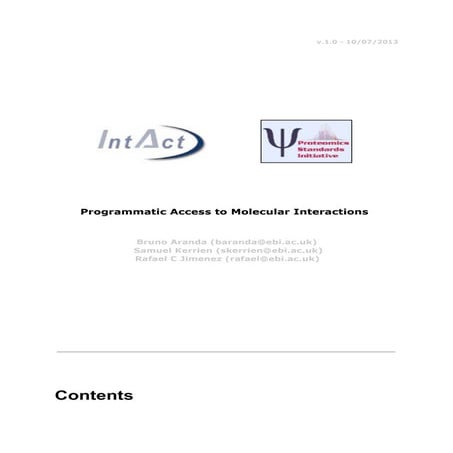 Java Tutorial Programmatic Access To Molecular Interactions Pdf