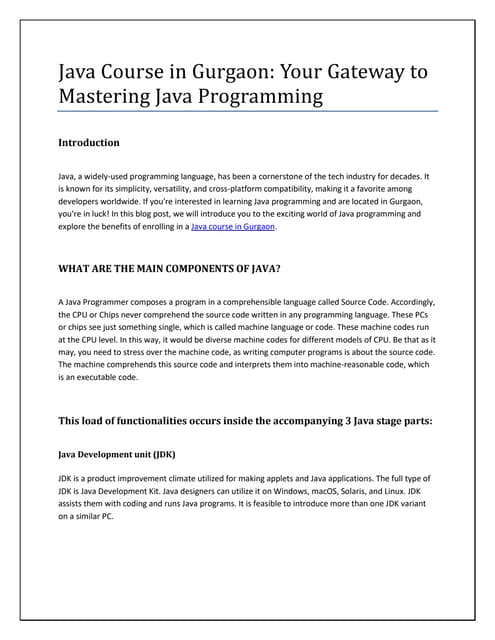 Java Course In Gurgaon Your Gateway To Mastering Java Programming Pdf