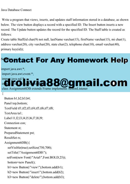 Java Database Connect Write A Program That Views Inserts And U Pdf