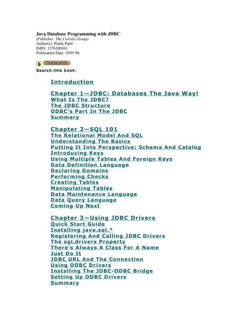 Java database programming with jdbc | PDF Java database programming with jdbc | PDF