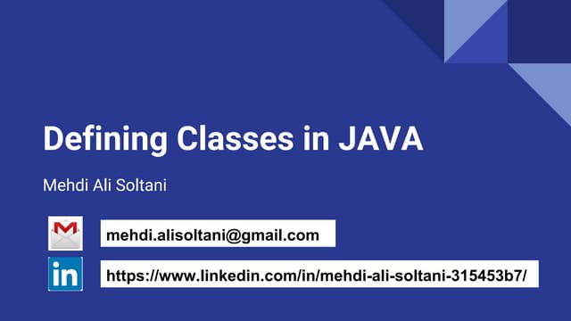 Java Defining Classes Ppt