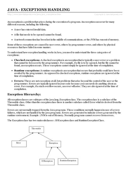 Java Exceptions Pdf