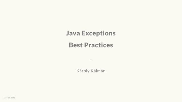 Java Exceptions - Best Practices | PPT Java Exceptions - Best Practices | PPT