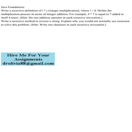 Java Foundationswrite A Recursive Definition Of I J Integer Mulpdf 9760