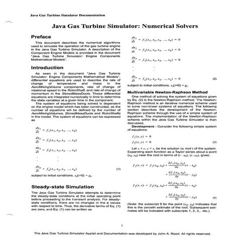 Java gas turbine simulator numerical solversr by john a. reed | PDF