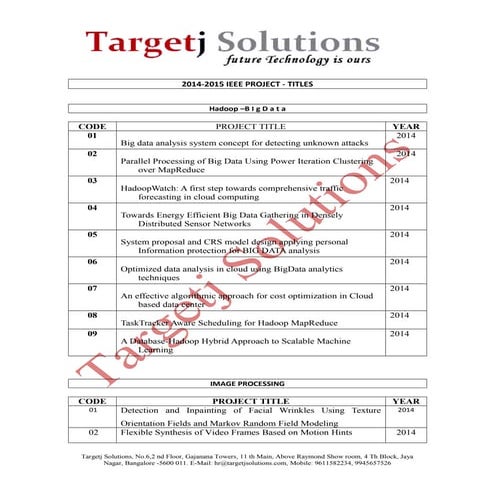 Java ieee projects titles 2014 2015 | DOC