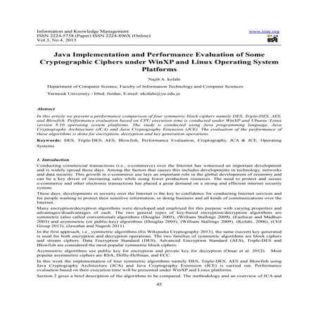 Java Implementation And Performance Evaluation Of Some Pdf