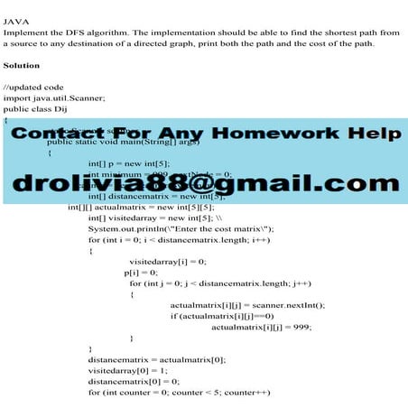 Javaimplement The Dfs Algorithm The Implementation Should Be Ablepdf 