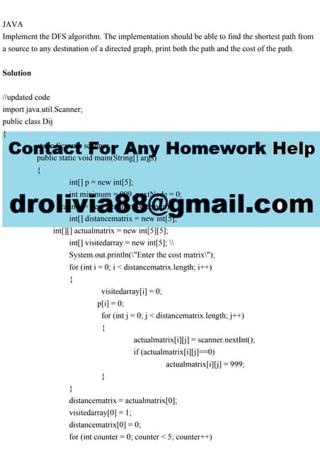 Javaimplement The Dfs Algorithm The Implementation Should Be Ablepdf