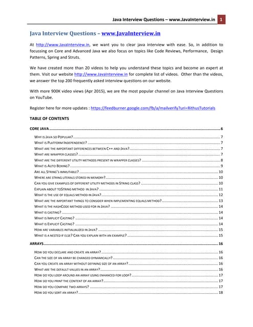 Java Interview Questions Pdf Programming Languages Computing