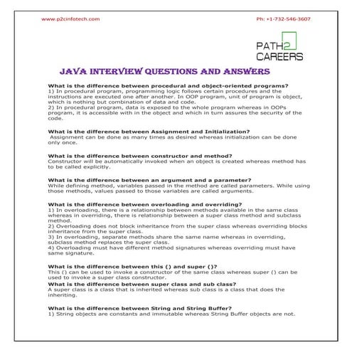 Basic java important interview questions and answers to secure a job