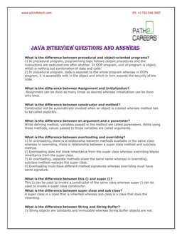 Basic java important interview questions and answers to secure a job | PDF