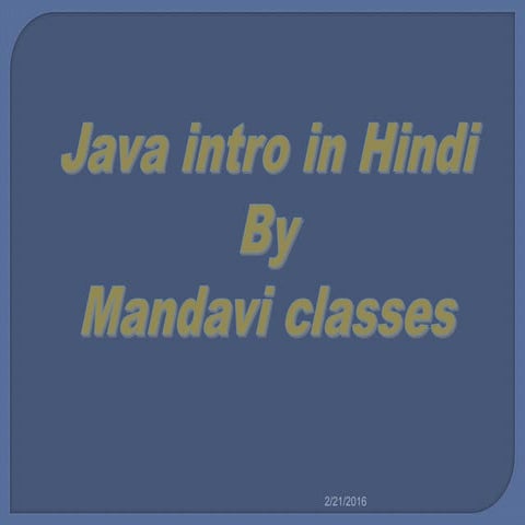 Java Intro In Hindi Ppt