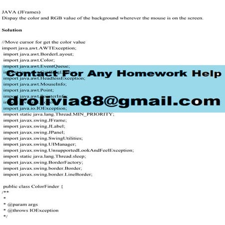 JAVA (JFrames)Dispay the color and RGB value of the background whe.pdf