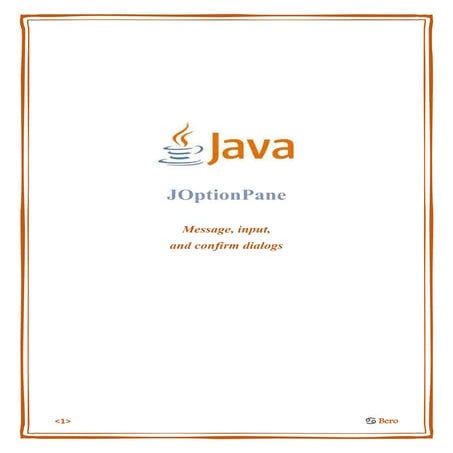 Java Joptionpane Tutorial Message Input And Confirm Dialogs Pdf