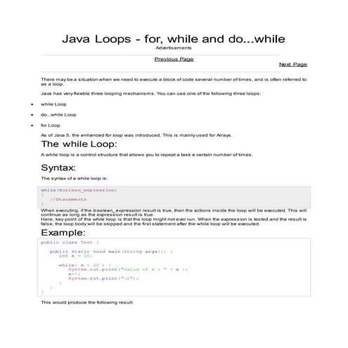 Looping statements in Java | PPT