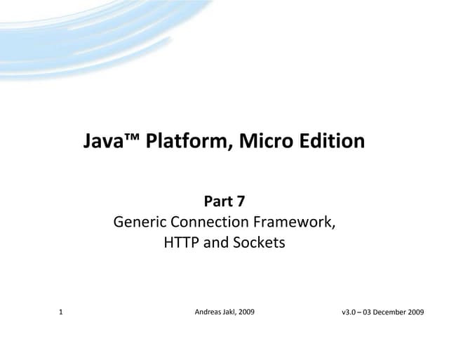 Java Me 07 Generic Connection Framework And Sockets Ppt 5788
