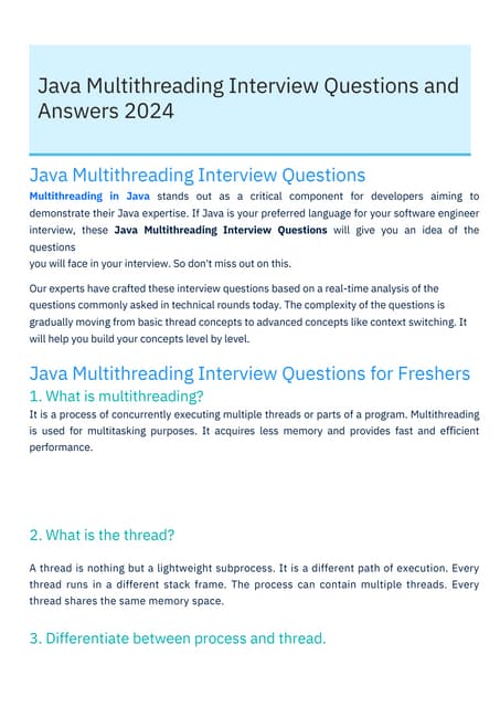 Java Multithreading Interview Questions PDF By ScholarHat | PDF Java Multithreading Interview Questions PDF By ScholarHat | PDF