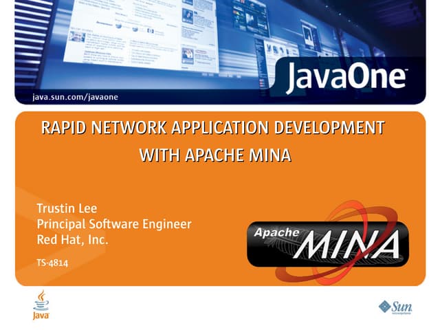 Rapid Network Application Development With Apache Mina Ppt