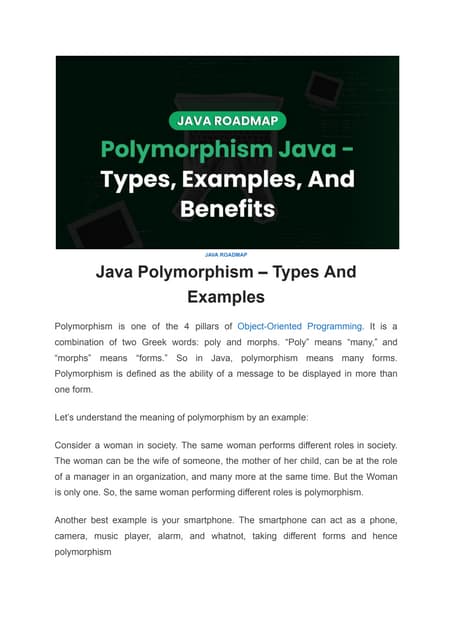 Java Polymorphism: Types And Examples (geekster) | Pdf