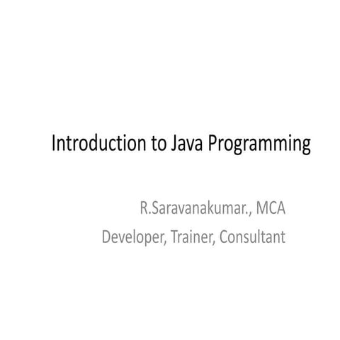 Introduction To Java Programming Ppt