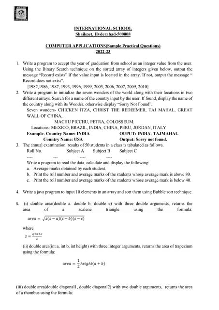 Java Practical Exam Questions 1docx